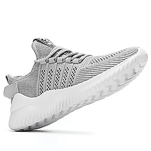 Mevlzz Mens Slip On Walking Shoes Lightweight Breathable Non Slip Running Shoes Comfortable Fashion Sneakers Workout Casual Sports Grey