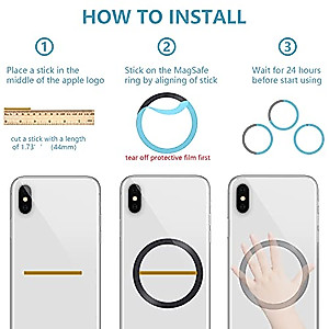 Flutesan 24 Pieces Magnetic Wireless Metal Rings Car Charger with Sticker Universal Metal Rings Compatible with MagSafe Wireless Charger on Most Cellphone (Black)