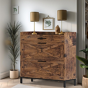 Hooseng Shoe Cabinet, Wooden Shoes Rack Shoe Storage Cabinet with 2 Flip Drawers & 1 Small Drawer Small Shoe Rack Organizer Freestanding Tipping Bucket Shoe Rack for Entryway, Hallway, Rustic Brown