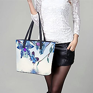Womens Handbag Orchids And Butterfly Leather Tote Bag Top Handle Satchel Bags For Lady