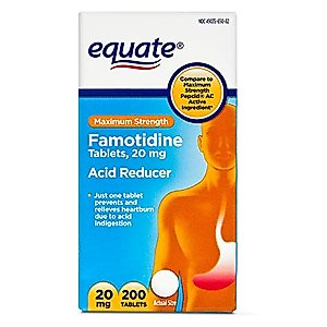 Equate Maximum Strength Acid Reducer Famotidine Tablets, 20 Milligram (200 Count)