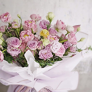 HYSSINOWRAP 40 sheets 4 colors, flower wrapping paper, flower shop paper, waterproof wrapping paper, semi transparent wrapping paper, including ribbon, 22.8 * 22.8 inches1-light mix