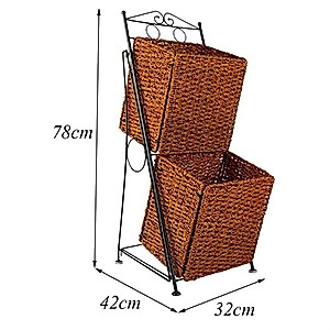 HHTD Vertical Magazine Rack Folding Storage Book Basket,Creative Rattan Bookshelf Magazine Rack Floor Storage Basket