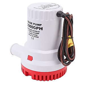 Bilge Pump, Bilge Pumps for Boats, Bilge Pump Silent Boat Submersible DC Micro Drain Marine Sewage for Pond Pool 2000 GPH (12V)