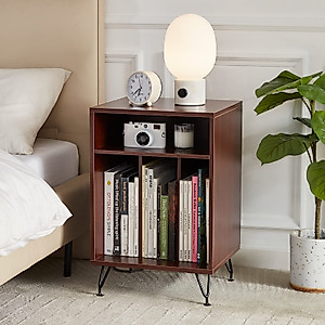 Record player stand, Record Player Stand with Storage, Record Player Table for Living Room, Bedroom, Turntable Stand Record Player Cabinet with Swiveling Height Adjustment Metal Feet Legs