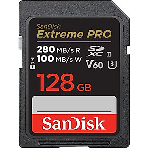 SanDisk 128GB Extreme Pro SD UHS-II Memory Card Works with Canon EOS R3 and EOS R10 Mirrorless Camera (SDSDXEP-128G-GN4IN) Bundle with (1) Everything But Stromboli 3.0 Micro & SDXC Card Reader