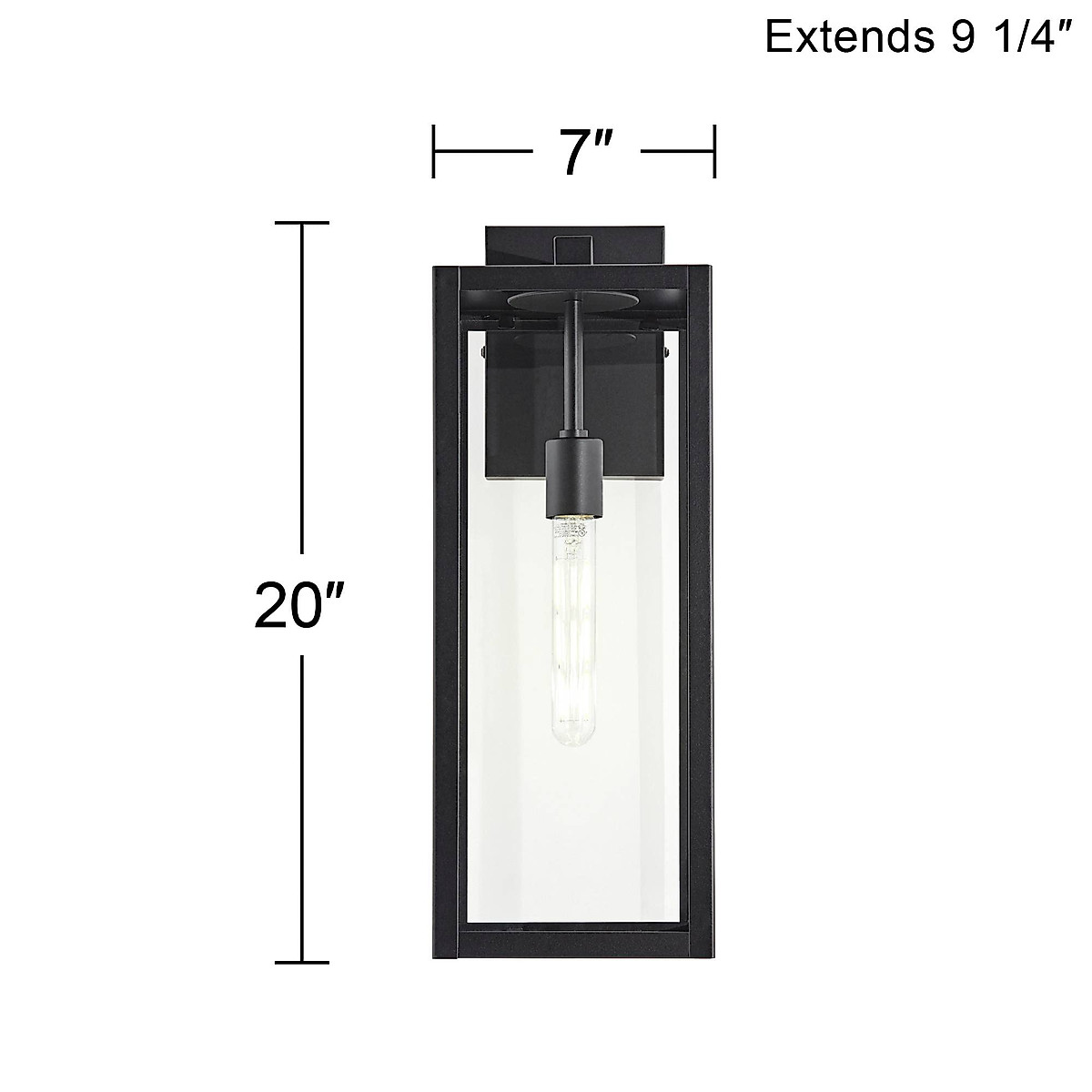 John Timberland Titan Modern Industrial Outdoor Wall Light Fixture Mystic Black Metal 20" Clear Glass Damp Rated for Exterior House Porch Patio Outside Deck Garage Yard Front Door Garden Home