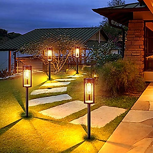 URPOWER Solar Pathway Lights, 6 Pack Solar Outdoor Lights IP65 Waterproof Decorative Solar Garden Lights, Auto On/Off Solar Powered Landscape Path Lighting for Driveway Walkway Yard Lawn Patio Decor