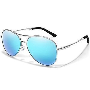 BOTPOV Aviator Sunglasses for Men Women Polarized UV400 Protection Mirrored Lens Metal Frame with Spring Hinges