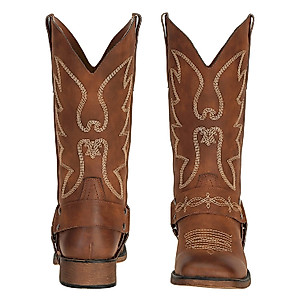 SheSole Womens Square Toe Cowgirl Cowboy Boots Wide Calf Fashion Western Shoes Brown US 8