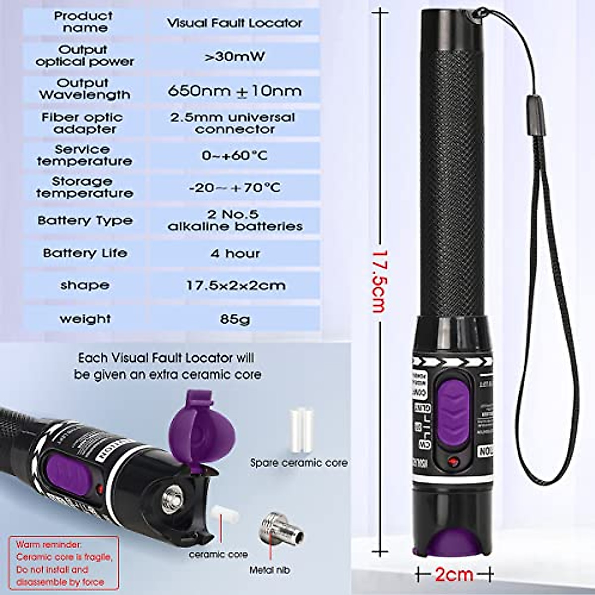 YICIZOL Visual Fault Locator,Optic Fiber Power Meter with FC,SC Connector, Optic Fiber Cleaver FTTH Tool Kits for CATV Engineering (FTTH-X0)