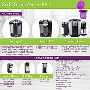 2-Item Bundle: 4-Pack Cafe Save Reusable K Cup Coffee Filters + EZ-Scoop 2 Tbsp Scoop with Integrated Funnel, Refillable Pod Capsule For Use with Keurig & Select Single Cup Coffee Maker