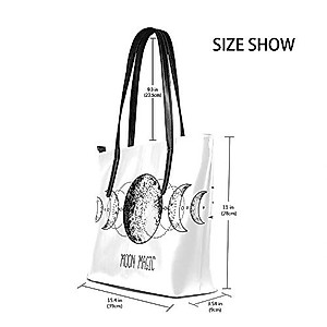 Kuizee Shoulder Bags Tote Triple Moon Wicca Astrology Magic Symbol Handbags PU Leather Decoration Casual School Shopping 15.7In