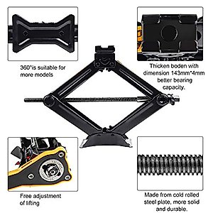 CPROSP Scissor Jack for car/SUV/MPV max 1.5 Tons(3,307 lbs) Capacity with Hand Crank Trolley Lifter with Ratchet, Just for Emergency Use, not for Weekly Projects