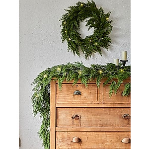 6FT PARTY JOY Seasonal Artificial Christmas Garland with Lights Pine Needle Cypress Garland for Holiday Winter Indoor Outdoor Decor