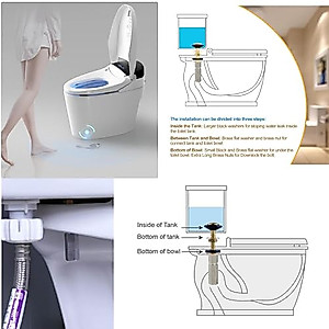 MUHBIJO Toilet Tank to Bowl Bolt Kits Toilet Seat Screws for Tank Solid with Extra Long Nuts Easy to Install and Double Gaskets for Fastening No Leakage (2)