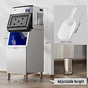 Commercial Ice Maker Machine 400lbs/24H with 300Lbs Large Storage Bin, Industrial Ice Machine with SECOP Compressor,ETL Approval, Scoops Hose Included,Perfect for Bar Restaurant,110V