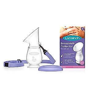 Lansinoh Breastmilk Collector Breastpump for Excess Breast Milk from Breastfeeding Mums BPA BPS Free 100% Silicone with Lid & Neck Strap, Transparent