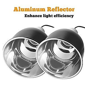 TEKIZOO Reptile Light Fixture 5.5 Inch Deep Dome Aluminum Optical Reflector Cover for Tortoise Habitat and Reptile Tank Glass Terrariums(2 Pack)