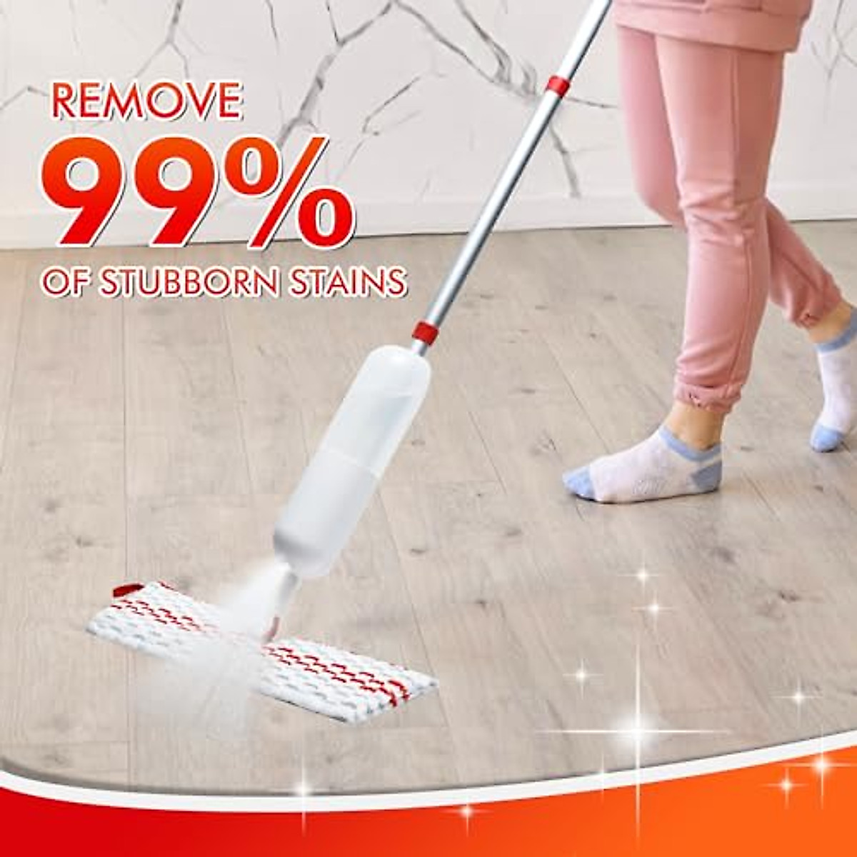 Spray Mop for Floor Cleaning, Dust Wet Mops for Floor Cleaning with 2 Washable Double-Sided Microfiber Pads, 650ML Refillable Bottle, Dry Wet Floor Mop for Hardwood Laminate and More Floors