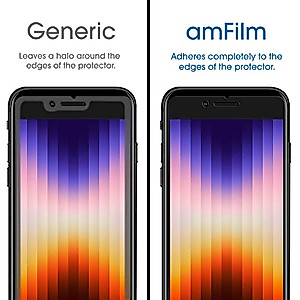 amFilm Screen Protector Compatible with iPhone SE 2 (2020 2nd)/ SE 3 (2022 3rd) Generation Tempered Glass, iPhone 8, 7, 6S, 6 (4.7") Halo Free Glass Screen Protector, 2 Pack