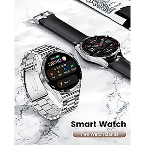 LIGE Smart Watch for Men Bluetooth Call Answering, Fitness Tracker Watch with Heart Rate/BP/Sleep Monitor Step Counter, 2023 1.3'' HD Full Touch Screen Waterproof Smartwatches for iPhone Android