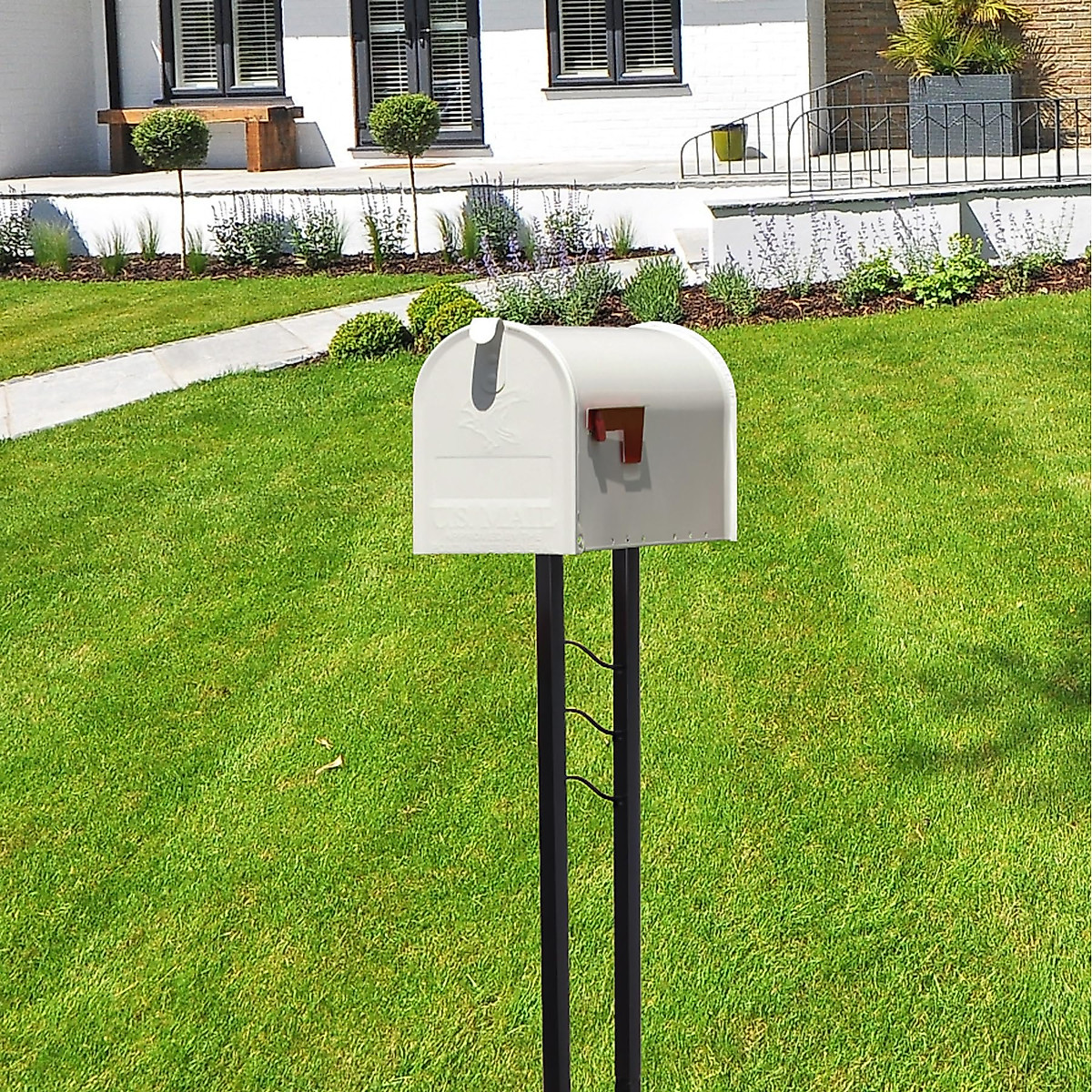 Architectural Mailboxes Mailbox to Go Galvanized Steel Mailbox and Post Kit, MC110WEC, White, Medium Capacity