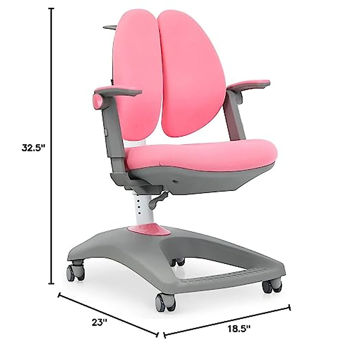 Costzon Kids Chair, Adjustable Height Student Chair w/Sit-Brake Casters, Seat Depth Adjustable, Footrest & Flip-up Armrest, Home School Ergonomic Computer Chair, Kids Desk Chair (Pink)