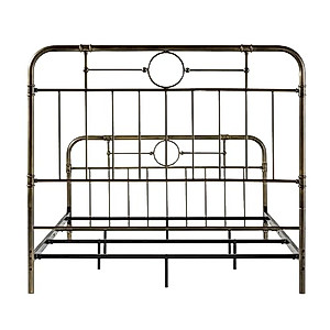 Walker Edison Vintage Metal Iron Pipe Queen Size Bed Headboard Bedroom Headboard Footboard Bed Frame Bedroom, Queen, Bronze