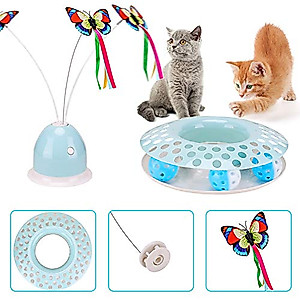 Cat Toys Interactive Kitten Toy for Indoor Cats Funny Automatic Electric Fluttering Butterfly & Ball Exercise Kitten Toy with 3 Replacement Butterfly