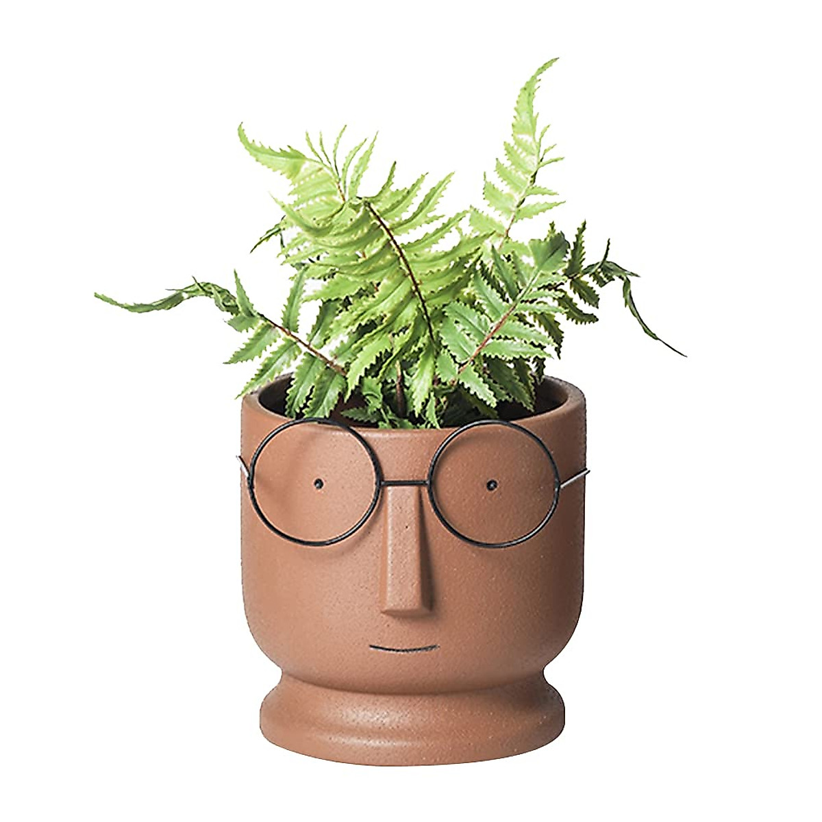 YLTTON Face Planters Pots,Terracotta Plant Pot Unglazed Modern Ceramic Human Face Succulent Head Planter Pot Indoor Clay Bonsai Containers with Drainage Holes/Saucer (5.12 inch-Terracotta)