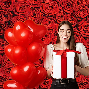 RUINI Red Rose Floral Wedding Photography Backdrop Roses Wall Lovers Girls Children Photos Backdrop 6x8FT