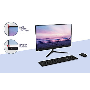 23.8" Full HD IPS All-in-One Desktop Computer with Windows 11 - Intel N4120 QuadCore, 4GB RAM, 128GB SSD, Dual-Band WiFi, Bluetooth, Expandable HDD - AIO PC with Front Camera, Wireless Keyboard, Mouse
