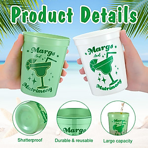 Ninehaoou 16 Pack Margs and Matrimony Bachelorette Party Cups Bachelorette Party Supplies 16oz Reusable Bridal Party Cups Cowgirl Cups Bridal Shower Favors for Groovy Bride Bridesmaid Bach Party