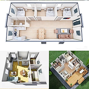 Folding Container House Tiny House Expandable Folding House with 2 3 4 Bedrooms and Bathroom Tiny Home with Luxury Design for Homes, Hotels, Offices
