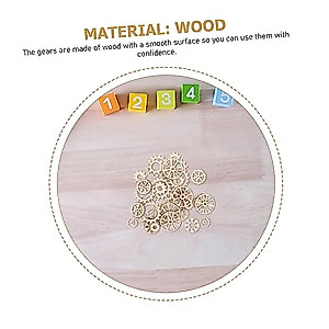 Gadpiparty 50pcs Gear Cutouts Nativity Craft Mini Jigsaw Unfinished Wood Gear Mini Gear Cut Outs Brain Teaser Puzzles Gear Ornaments Unfinished Wood Cutouts Child Wood Trim Wooden Blank