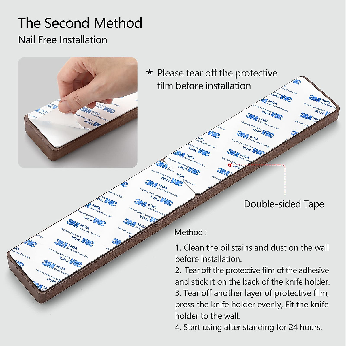 XINZUO Walnut Wood Knife Magnetic Strips 16 Inch, Double Row Round Magnets Magnetic Knife Holder for Wall -Magnetic Knife Bar- Works With Kinds of Kitchen Tools -Space Saver Knife Rack