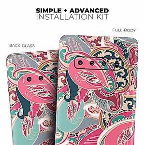 DesignSkinz Colorful Pink & Teal Seamless Paisley Protective Vinyl Decal Wrap Skin Cover Compatible with The Samsung Galaxy S20 (Screen Trim & Back Glass Skin)