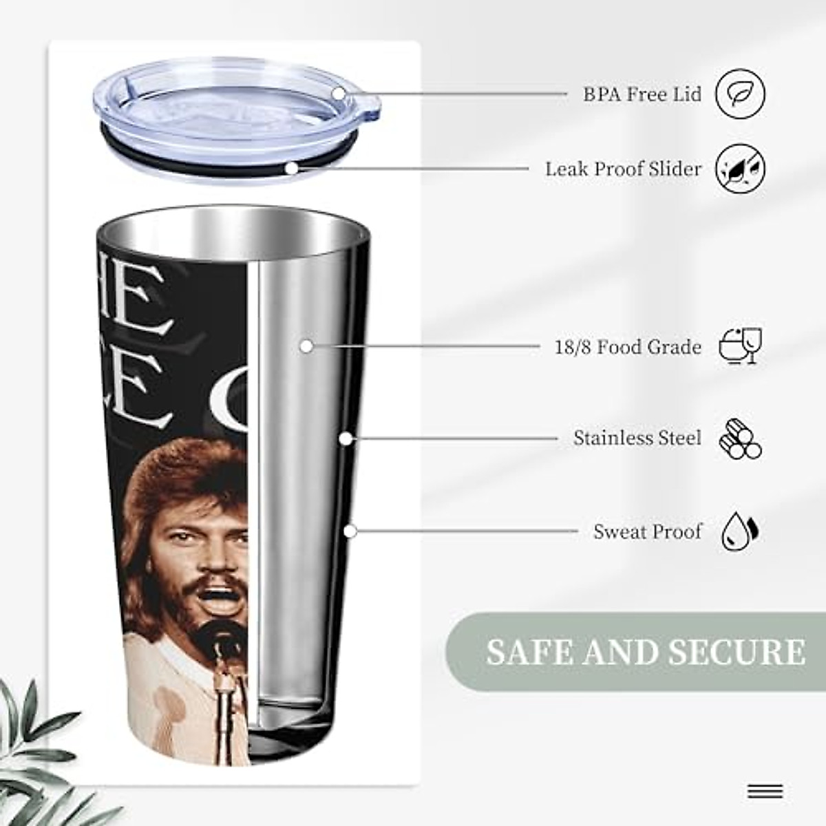 HIKTIEK Bee Rock Gees Band Stainless Steel Insulated Car Sippy Cup With Lid Travel Mug for Cold Hot 20 oz