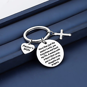 bobauna Pastors Wife Gift Church Minister Keychain Christian Jewelry A Woman With A Heart That Aares You're Often In My Thoughts And Prayers Appreciation Gift (pastor's wife keychain)