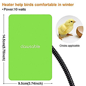 Feneya Bird Cage Heater, Higher Heat Transfer Efficiency Snuggle Up Bird Warmer for Exotic Pet Birds, 10W Aluminum Shell Bird Heater for Cage for Parakeets, Parrots, 3.7"x5.7"