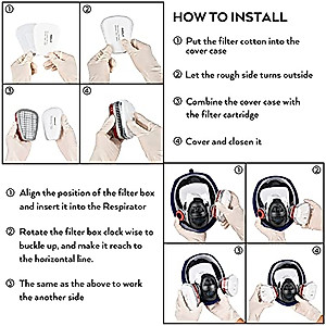 INCLY Full Face Respirator Mask, Safe Gas Masks Cover with Asbestos & Filter Reusable for Against Smoke, Dust, Chemical, Paint, Sanding, Welding, Vapors,Hazmat, Logging