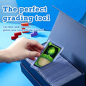 Zonon 2 Pieces Trading Card Storage Box Magnetic Baseball Football Cards Holder Container 600 Standard Sized Card Sleeves Hold Storage Case for Grade Gaming Cards (Blue, Small)