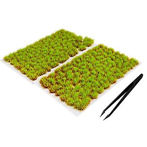 190 Pcs Static Grass Model Grass Tufts Railway Artificial Grass Miniature Grass Tuft Terrain Kit for DIY Model Railway Fairy Garden Diorama Scenery (Set B)