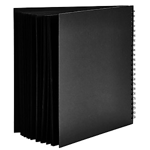 Paper Junkie Hardcover Scrapbook - Blank Wedding Guest Book, DIY Photo Album, Black Spiral Bound Cardboard Cover Sketchbook for Kids Craft, Diary Journal - Square - 40 Sheets - 12x12