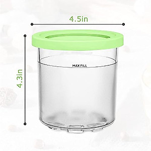 Creami Pint Containers, for Ninja Creami Containers 4 Pack,16 OZ Creami Pint Safe and Leak Proof Compatible NC301 NC300 NC299AMZ Series Ice Cream Maker