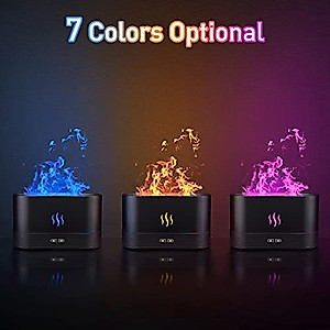 Colorful Flame Air Aroma Diffuser Humidifier, Upgraded 7 Flame Colors Noiseless Essential Oil Diffuser for Home,Office,Yoga with Auto-Off Protection 180ml (8Hours Black)