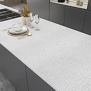 YENHOME Crocodile Textured Wallpaper Removable Wallpaper Peel and Stick White Wallpaper for Bedroom Bathroom Wall 17.7"X118" Self Adhesive Accent Wallpaper White Contact Paper for Cabinet Drawers Wall