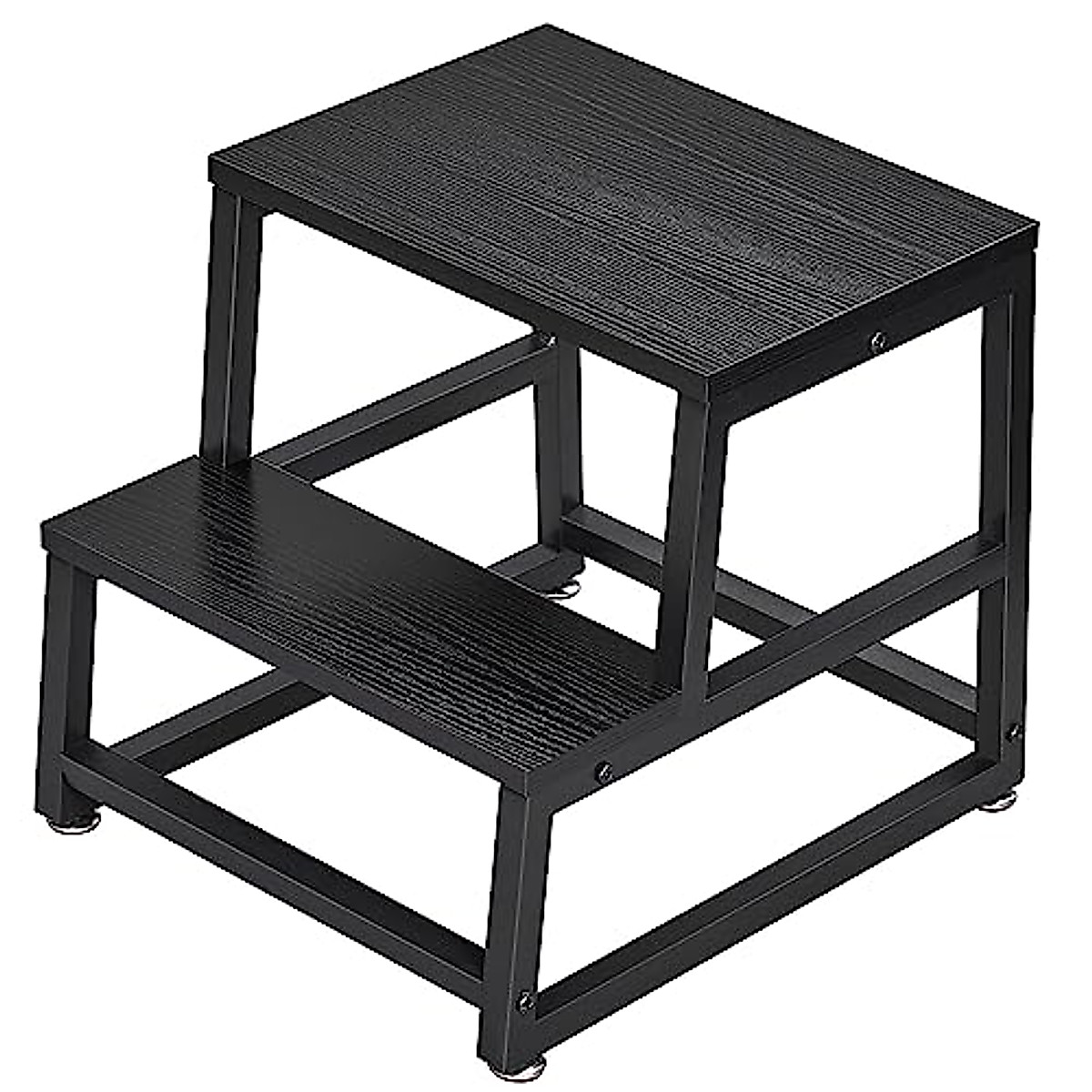 BEWISHOME Wooden Step Stool for Adults, Small Step Stool for Kids, Kitchen Step Stool, 2 Step Stool, Bed Steps for High Beds with 500lb Load Capacity, Stepping Stool for Bedroom & Kitchen KTD01H