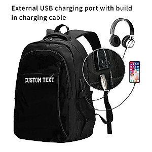 Aolun Custom Travel Laptop Backpack with USB Charging Port Personalized Backpack with Name Picture for Men Women Business